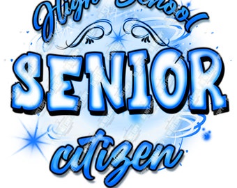 High School Senior Citizen Red Airbrushed Graduation Design, Digital ...