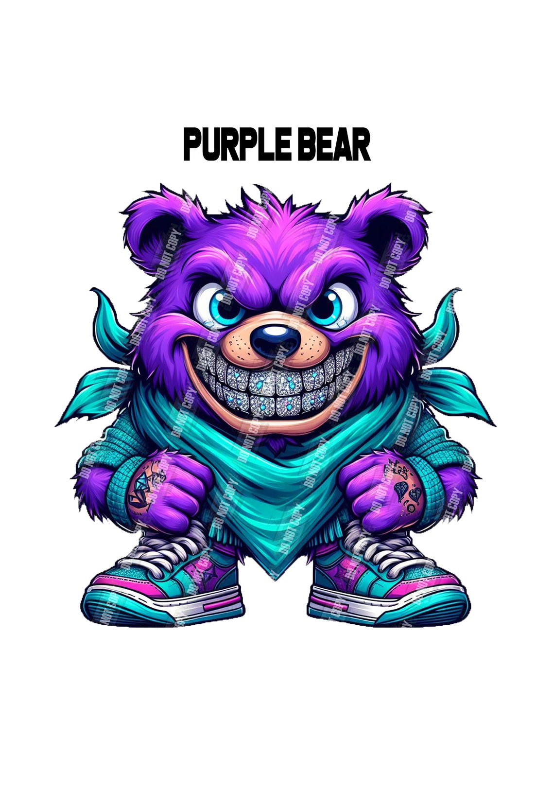 Purple Hip-hop Bear With Grill and Gold Chain - Digital PNG - Etsy