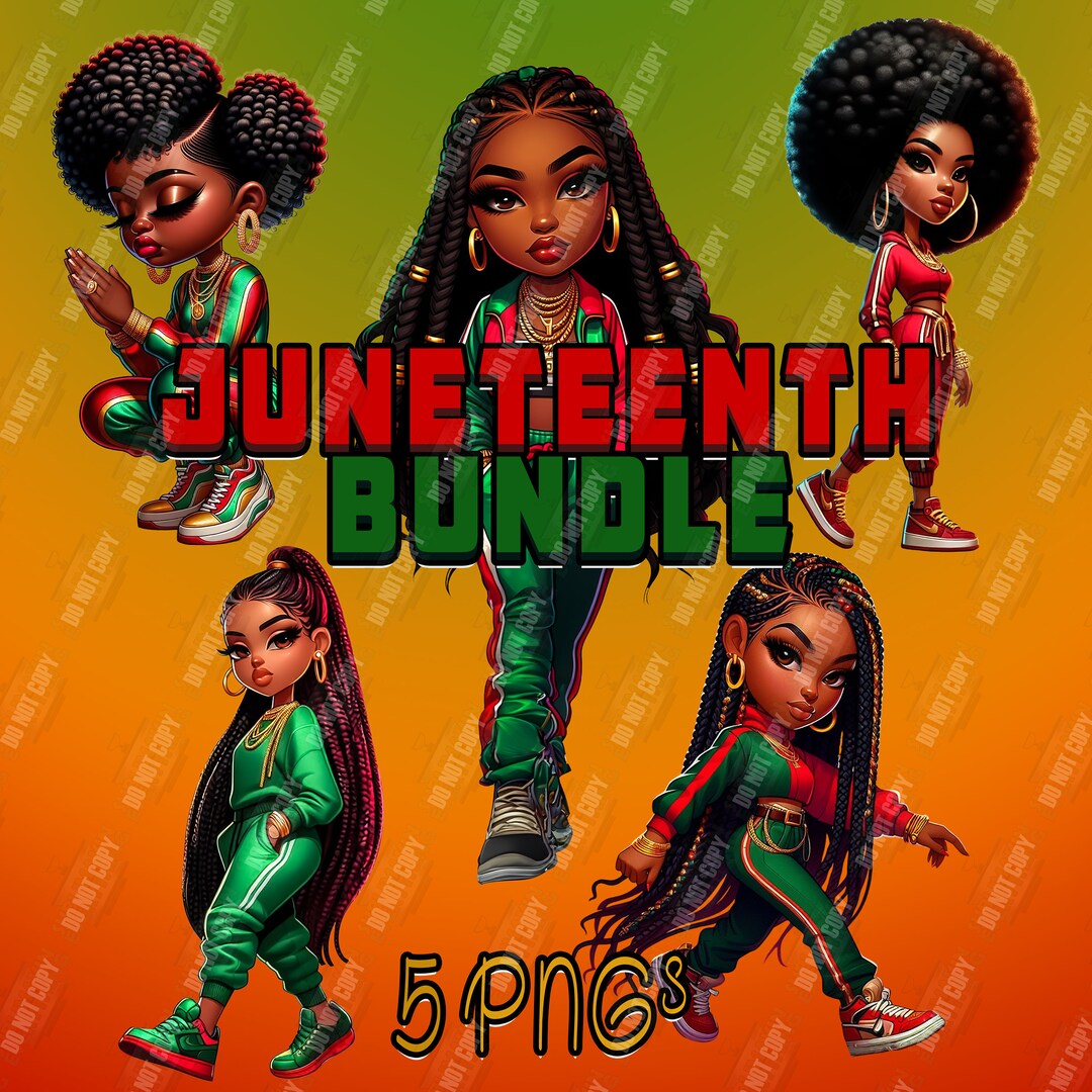 Juneteenth Celebration Bundle: 5 Unique African American Character Pngs ...