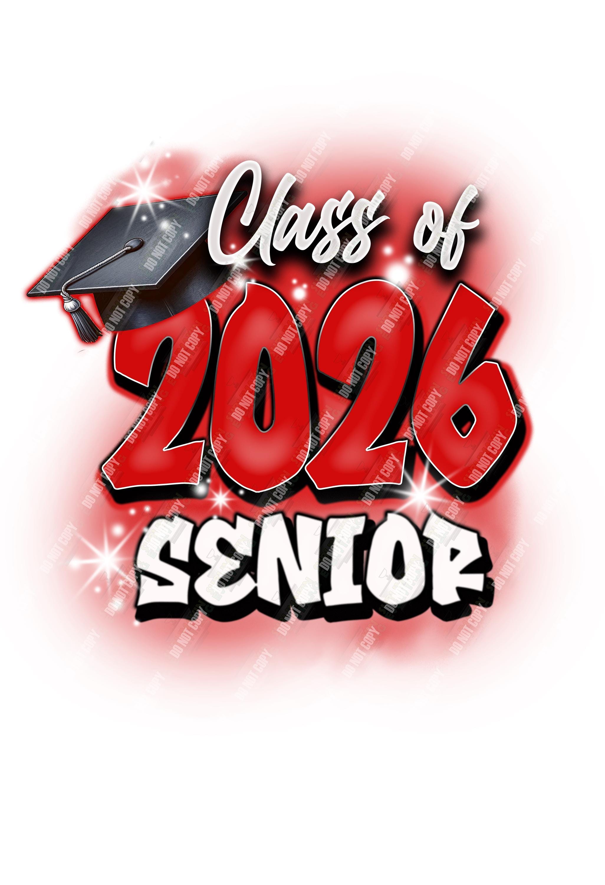 Class of 2026 Airbrush PNG - Vibrant Red Digital Art for Graduation. - Etsy