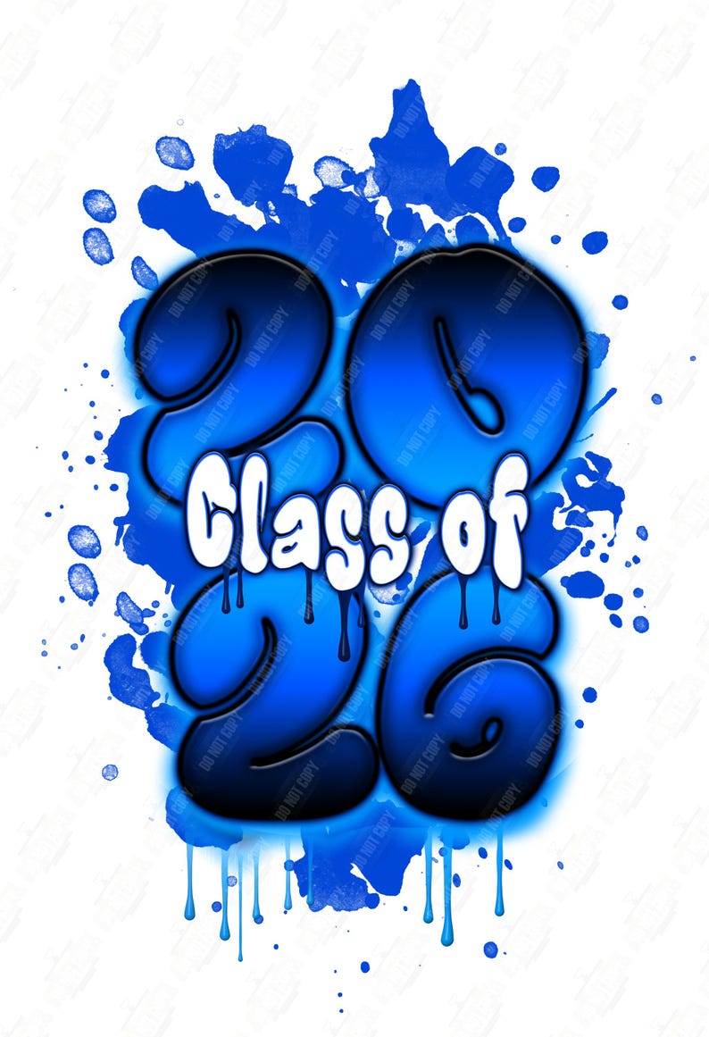 Class of 2026 Graduation Digital Art Blue Graffiti Style - Etsy