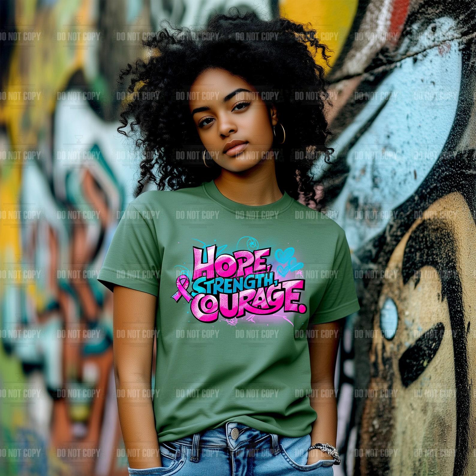 Hope Strength Courage PNG | Uplifting Breast Cancer Awareness Design ...