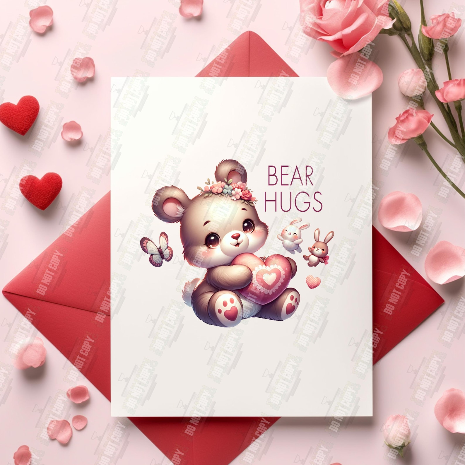 Cute Bear Hugs Digital PNG, Valentine's Day Bear With Heart Design , My ...