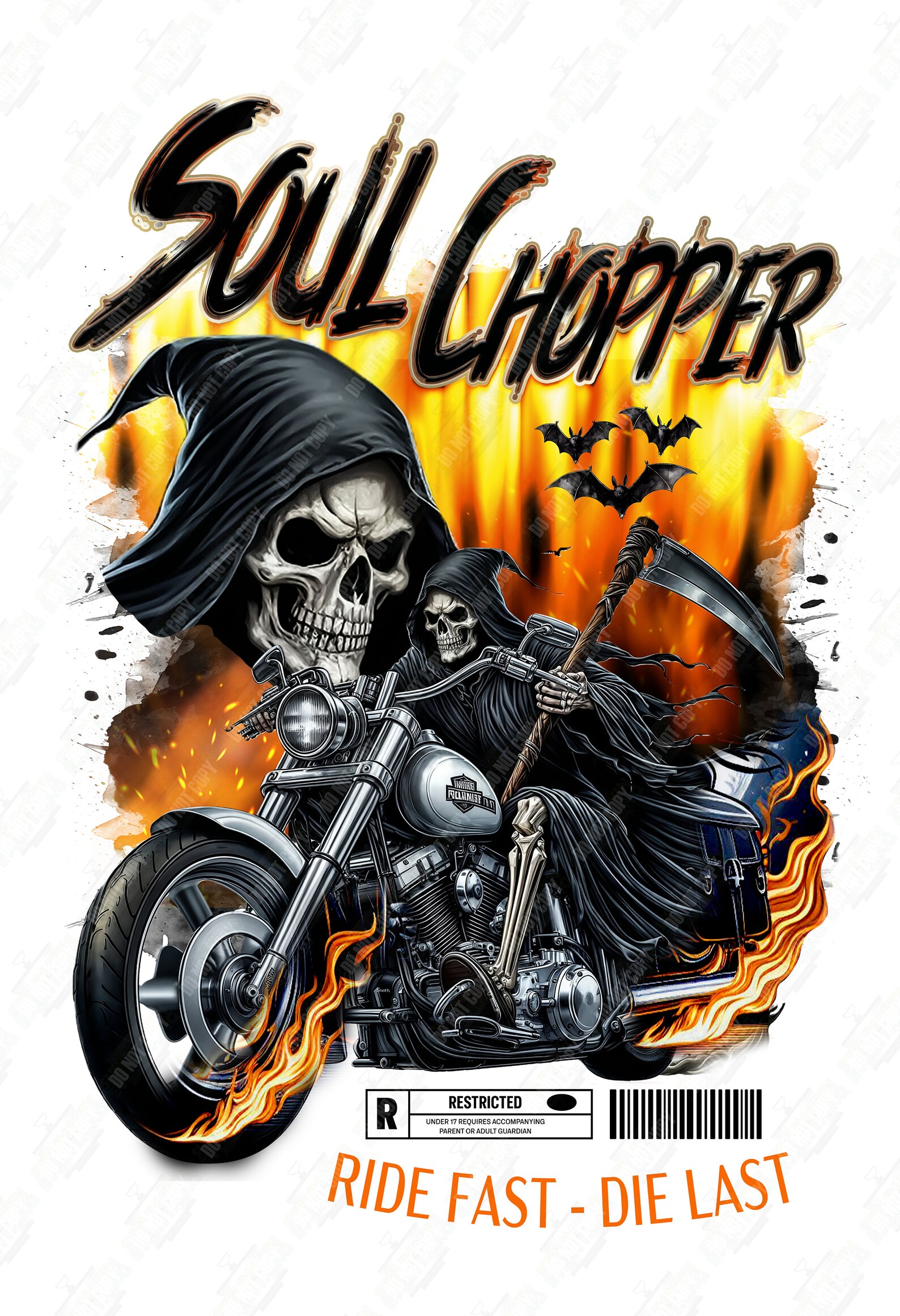 Soul Chopper PNG - Grim Reaper Biker Digital Art for Halloween Decor ...