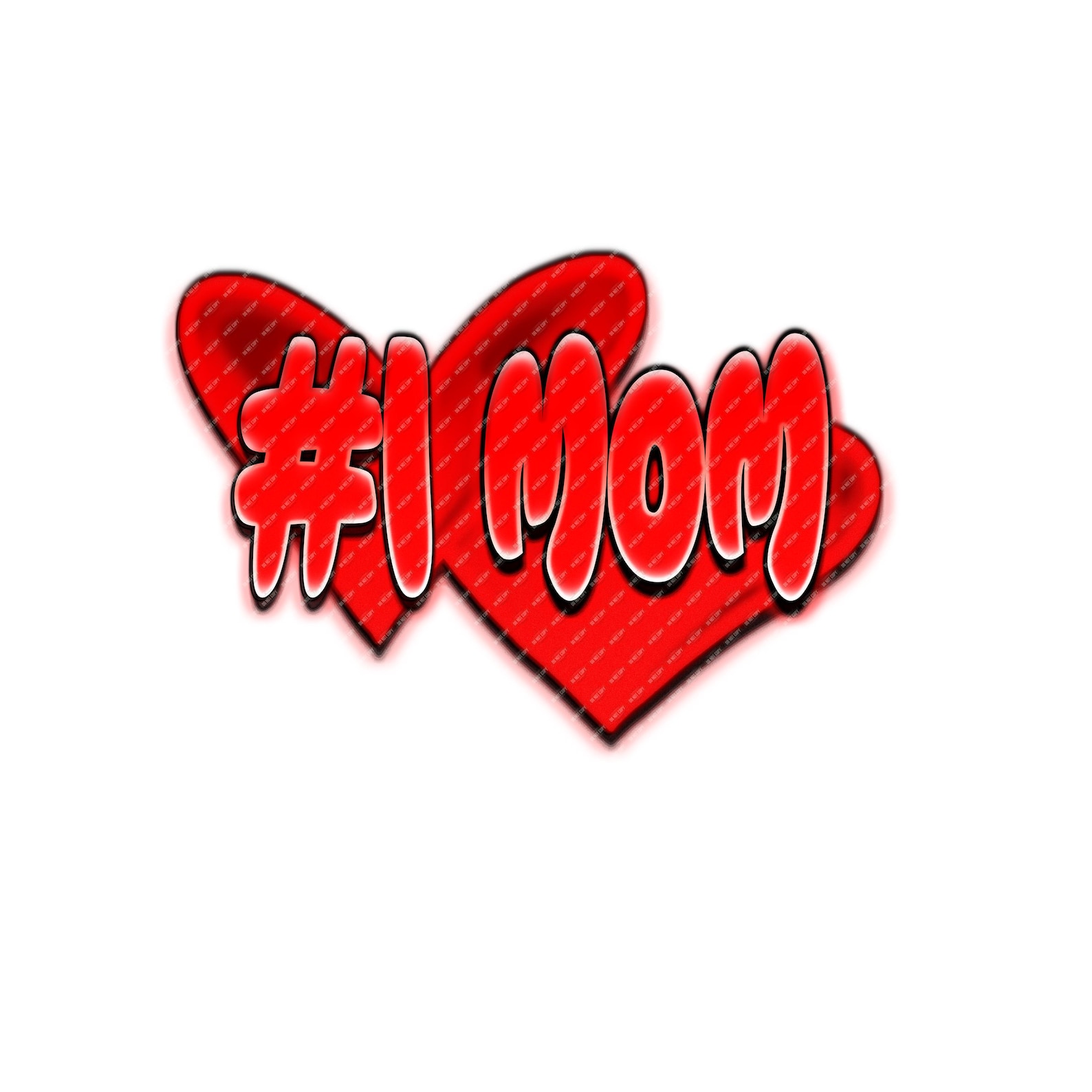 Number 1 Mom PNG | Airbrush Spray Heart Design | Mother's Day ...
