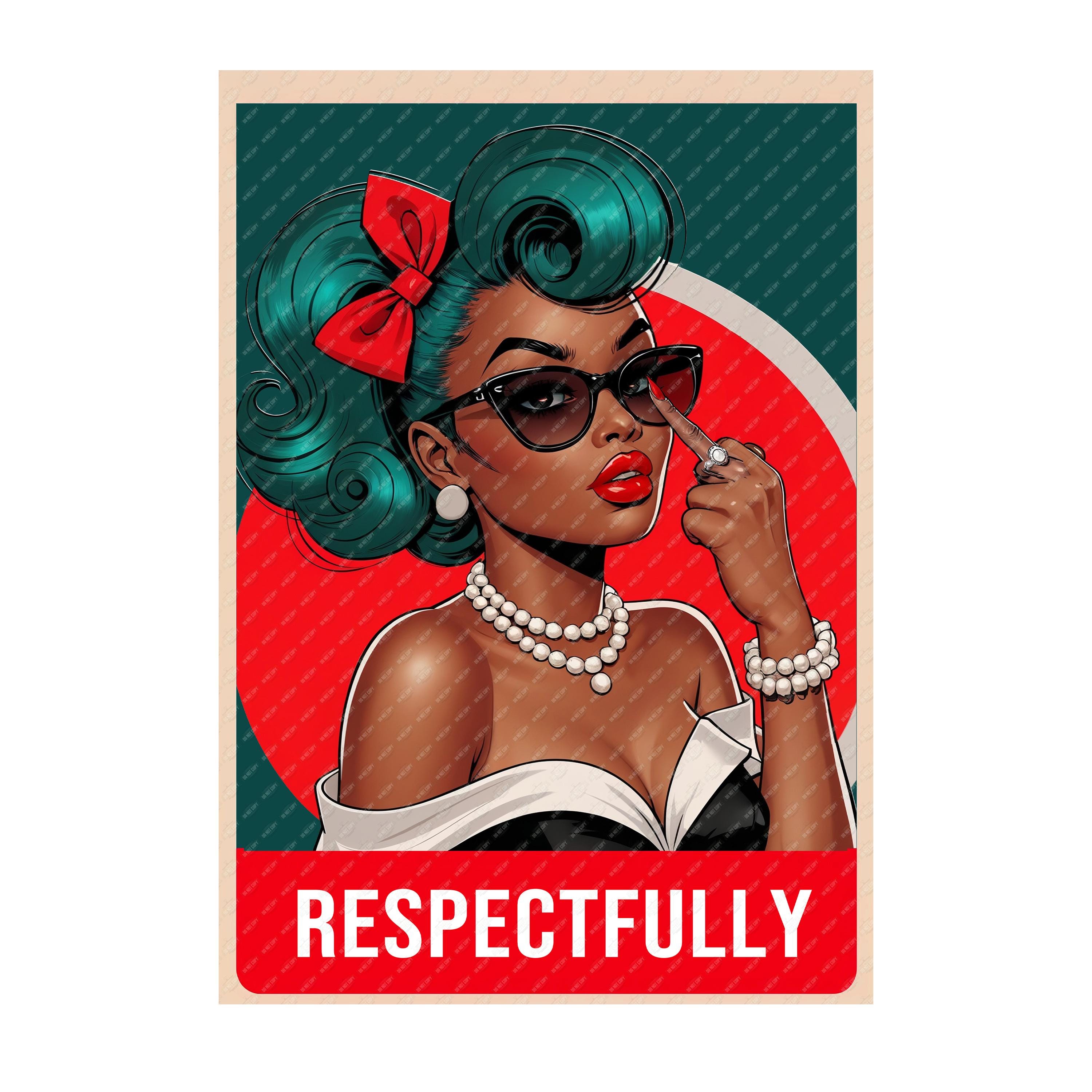 Vintage Pin-up Respectfully PNG, Retro Black Woman Art, Elegant Middle ...