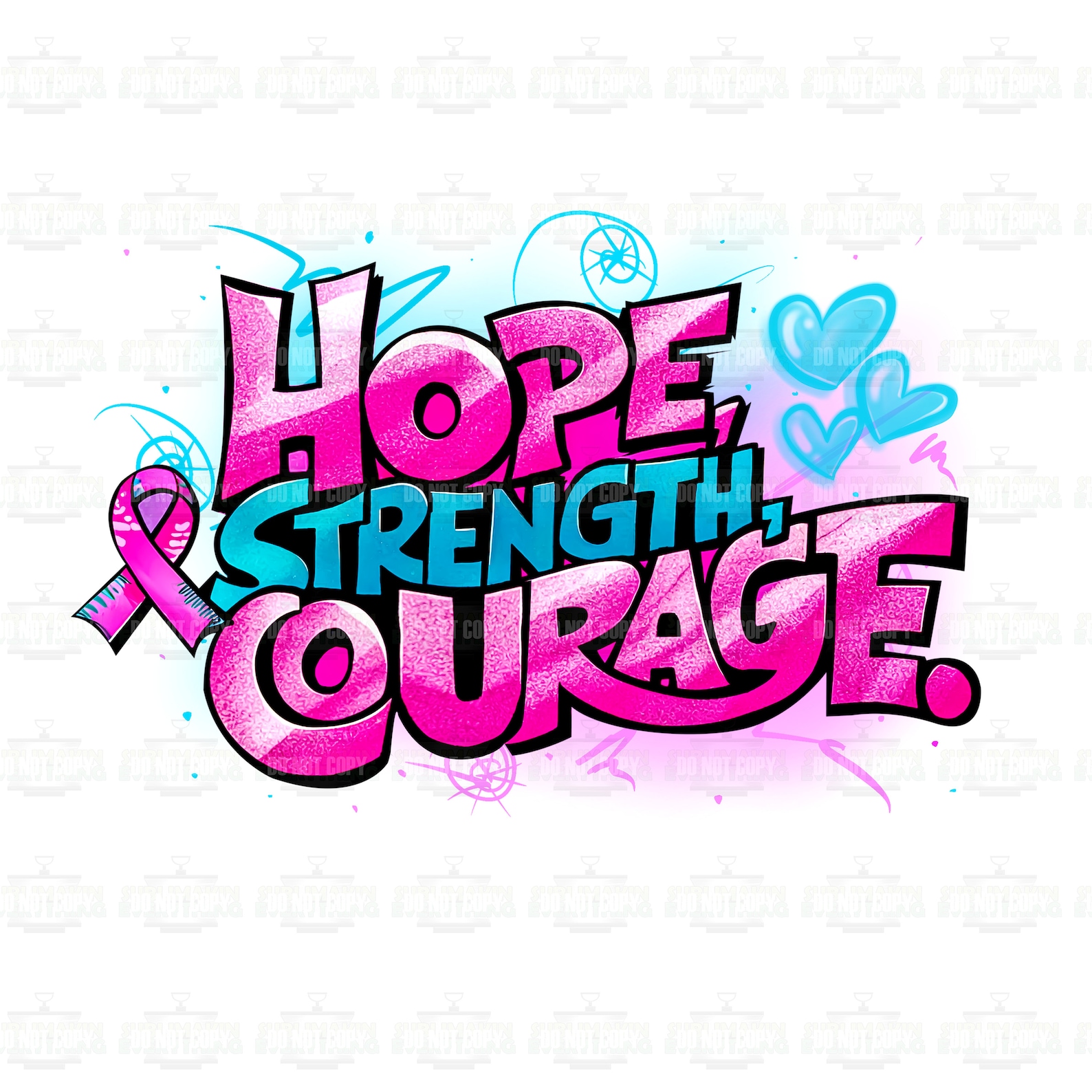Hope Strength Courage PNG | Uplifting Breast Cancer Awareness Design ...