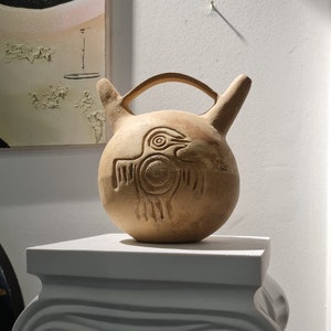 Nazca Style Double Spout Pottery Vessel, Stoneware Vase With Aztec ...