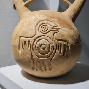 Nazca Style Double Spout Pottery Vessel, Stoneware Vase With Aztec ...