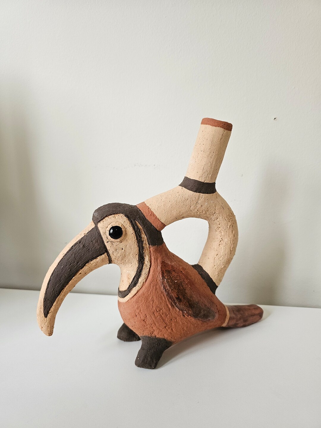 Ancient Nazca Ceramic Toucan Replica Sculpture - Handmade Contemporary ...