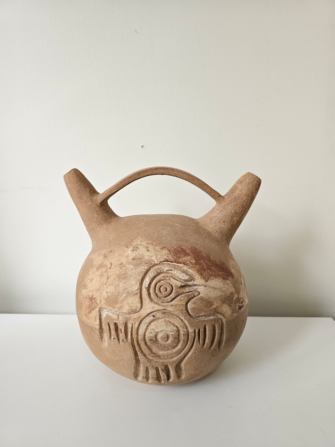 Nazca Style Double Spout Pottery Vessel, Stoneware Vase With Aztec ...