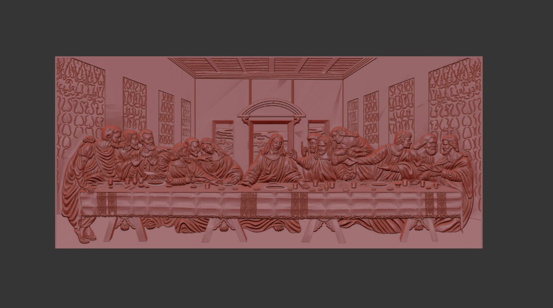Last Supper 3d Stl Model Cnc Router Engraver Artcam Etsy Uk