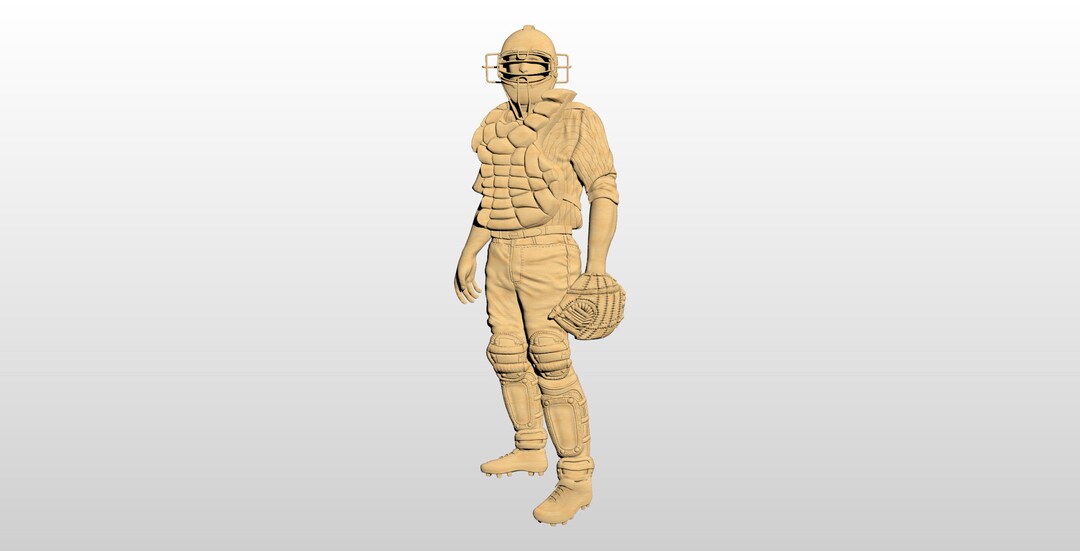 Baseball Catcher 3D STL Model CNC Router Engraver Artcam - Etsy