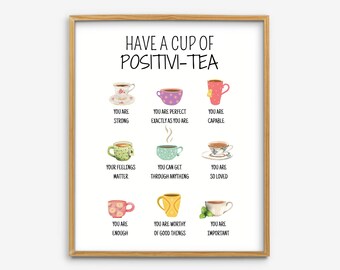 Positivi-tea Positivity Self Affirmation Digital Print Self Empowerment ...