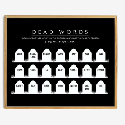 Dead Words Wall Art Gothic English Class Decor Dead Words - Etsy