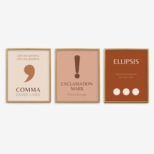 Funny Punctuation Classroom Posters, Boho Classroom Decor, English ...
