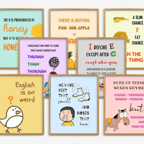English is Weird Posters Set of 8 Funny English Classroom - Etsy