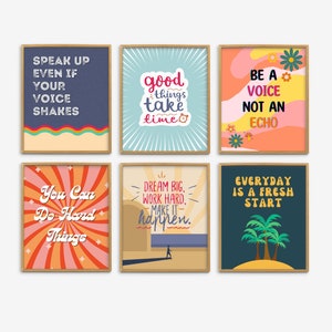 Retro Growth Mindset Classroom Poster Set of 6, Groovy Classroom Decor ...