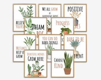 Modern Boho Plants Motivational Growth Mindset Classroom Posters ...