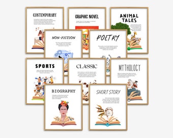 Literary Genre Posters Set of 19, Fiction Genres, Novel Genres Poster ...