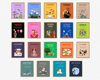 Classic Book Cover Wall Arts, Classic Literature Posters Set of 8 ...