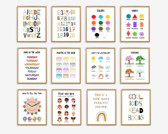Set of 24 Home School Printables Educational Posters, Alphabet Poster ...
