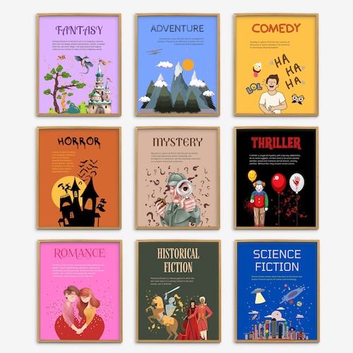 Literary Genre Posters Set of 9 Fiction Genres Novel Genres - Etsy