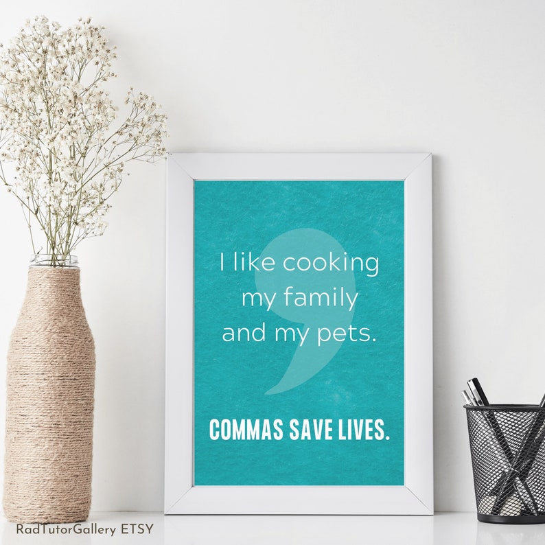 Funny Comma Poster Writing Help Poster English Teacher Gift - Etsy