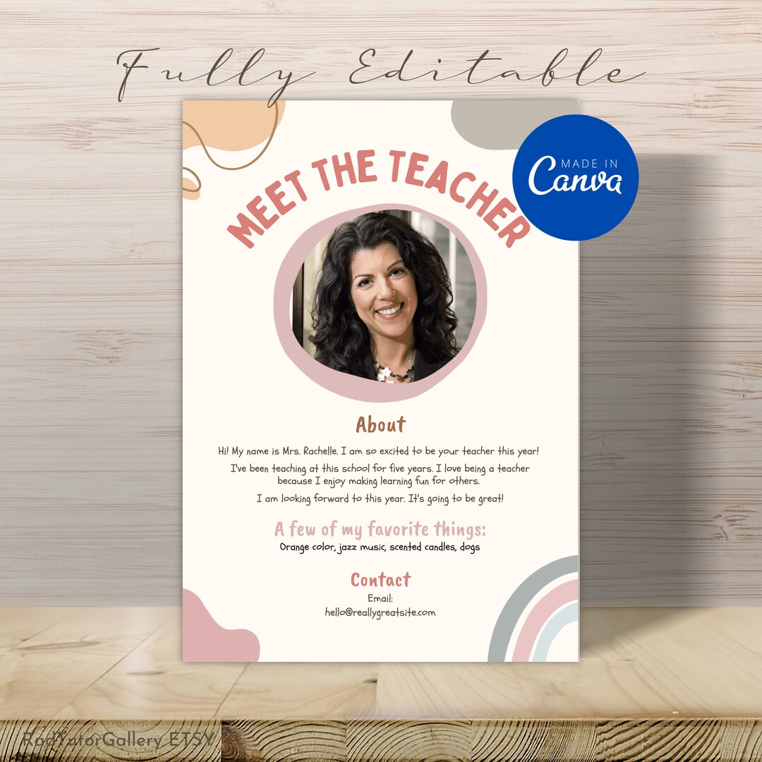 Neutrals Boho Abstract Meet the Teacher Editable Template, Boho Rainbow ...