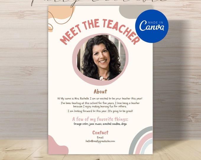 Meet the Teacher Editable Canva Template, Boho Rainbow Classroom Decor ...