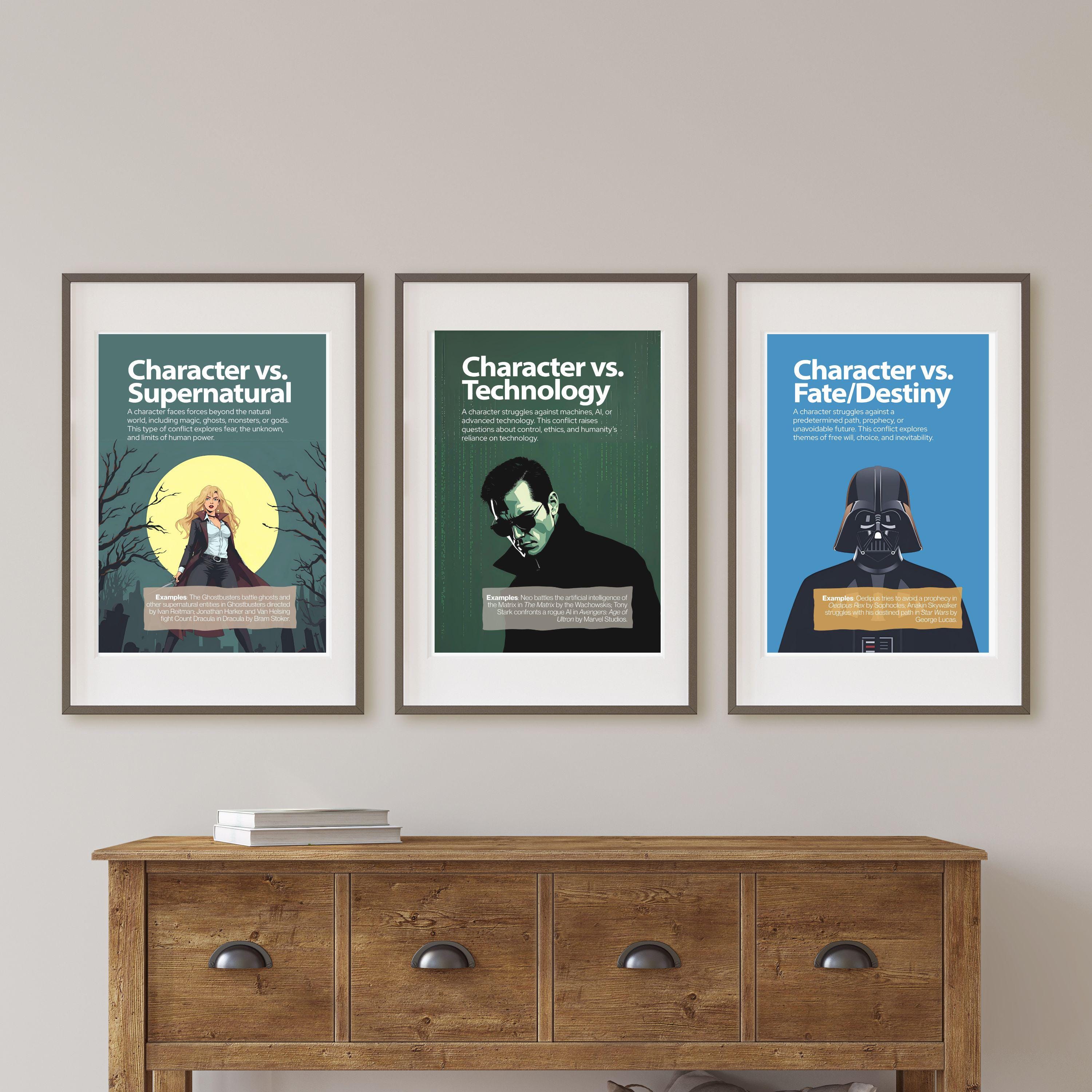 Types of Conflict, Story Elements Literary Posters, English Literary ...