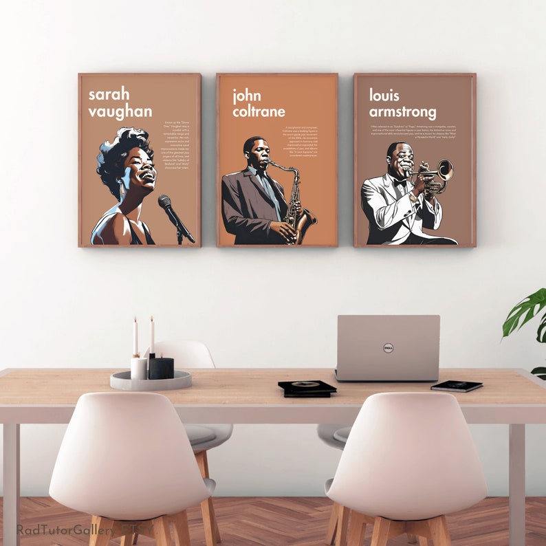 Famous Jazz Artists Set of 12 Gallery Wall Art, Music Classroom Posters ...