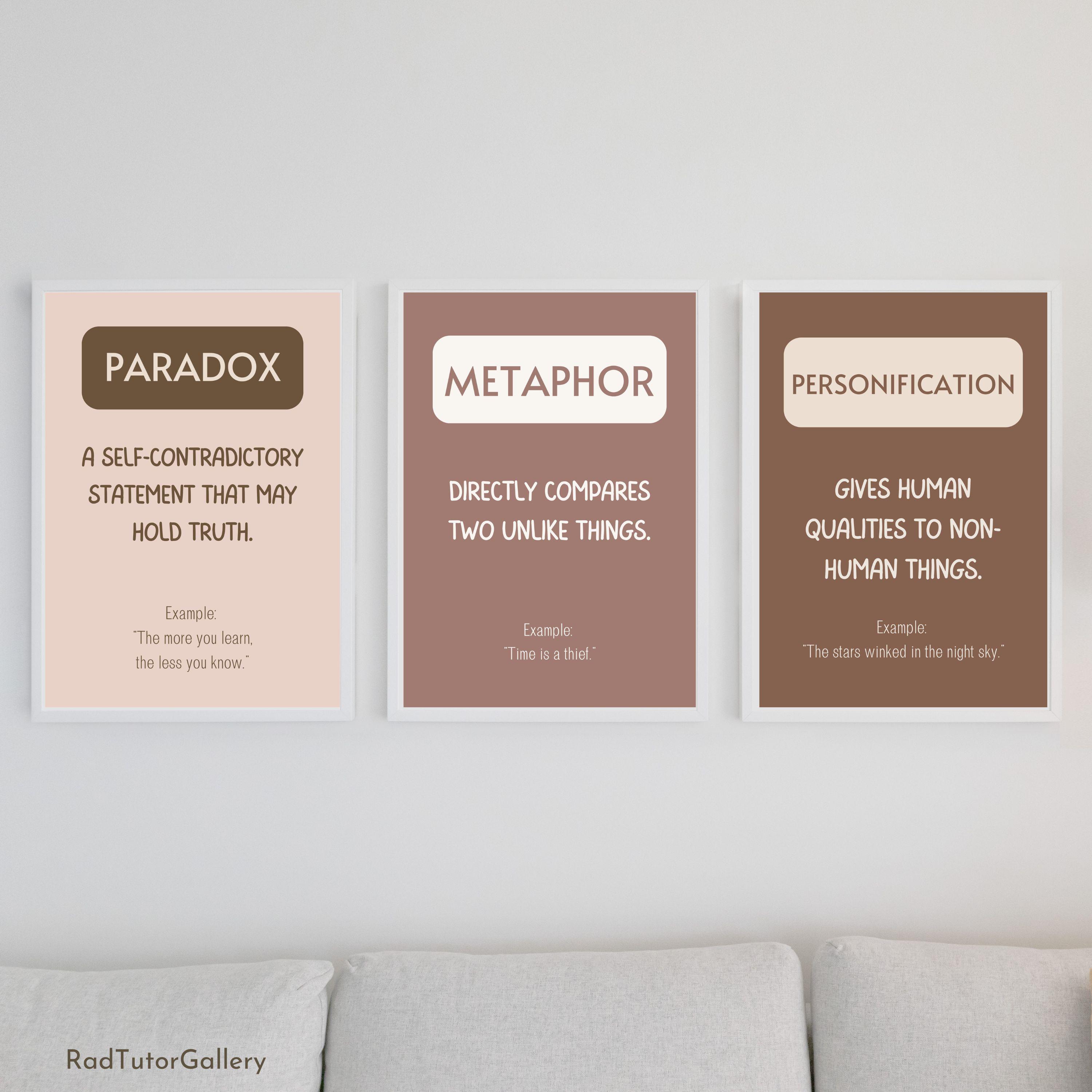 Figurative Language Set Posters, Figure of Speech Educational Poster ...