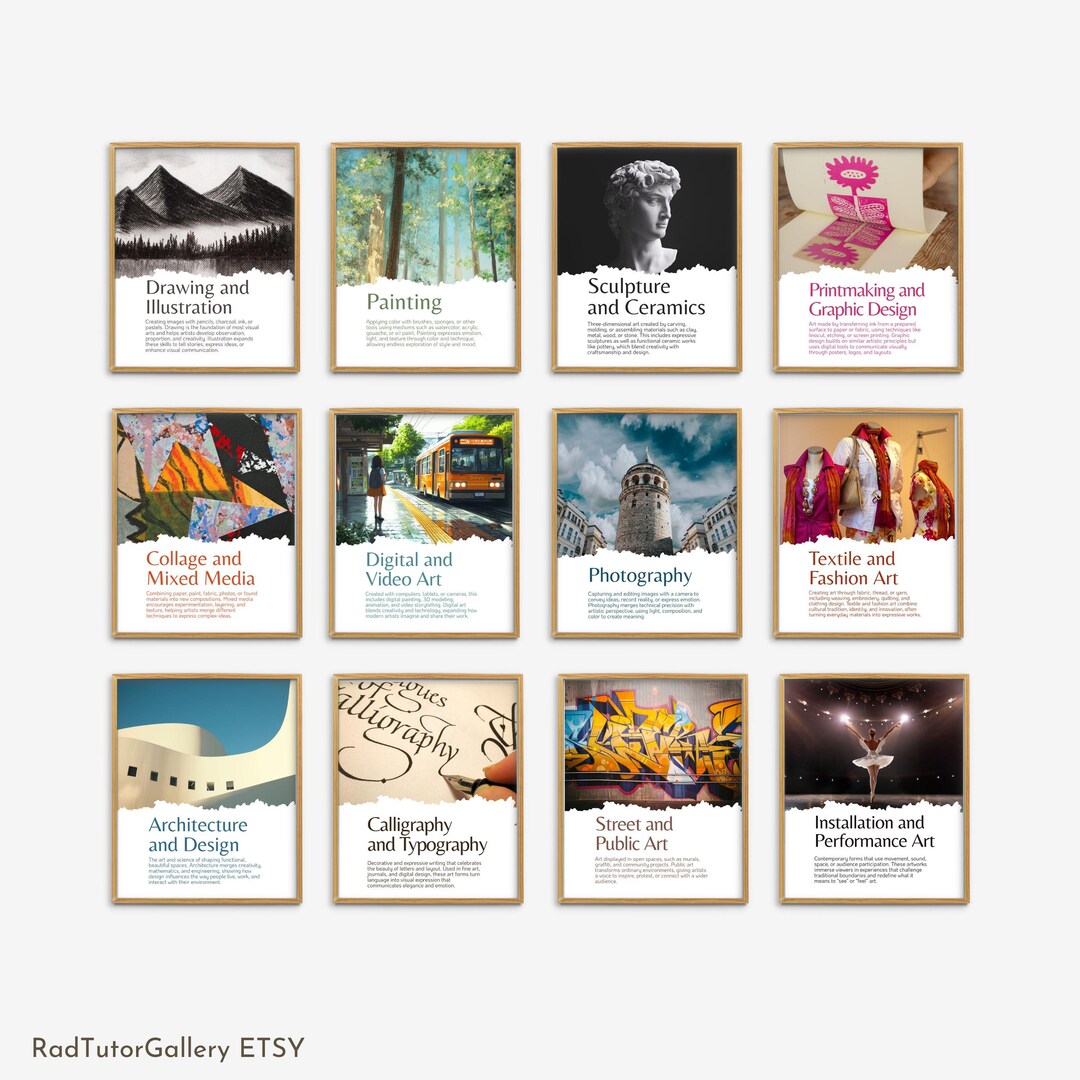 Types of Art Media Posters Set, Classroom Decor Bundle, Art Teacher ...