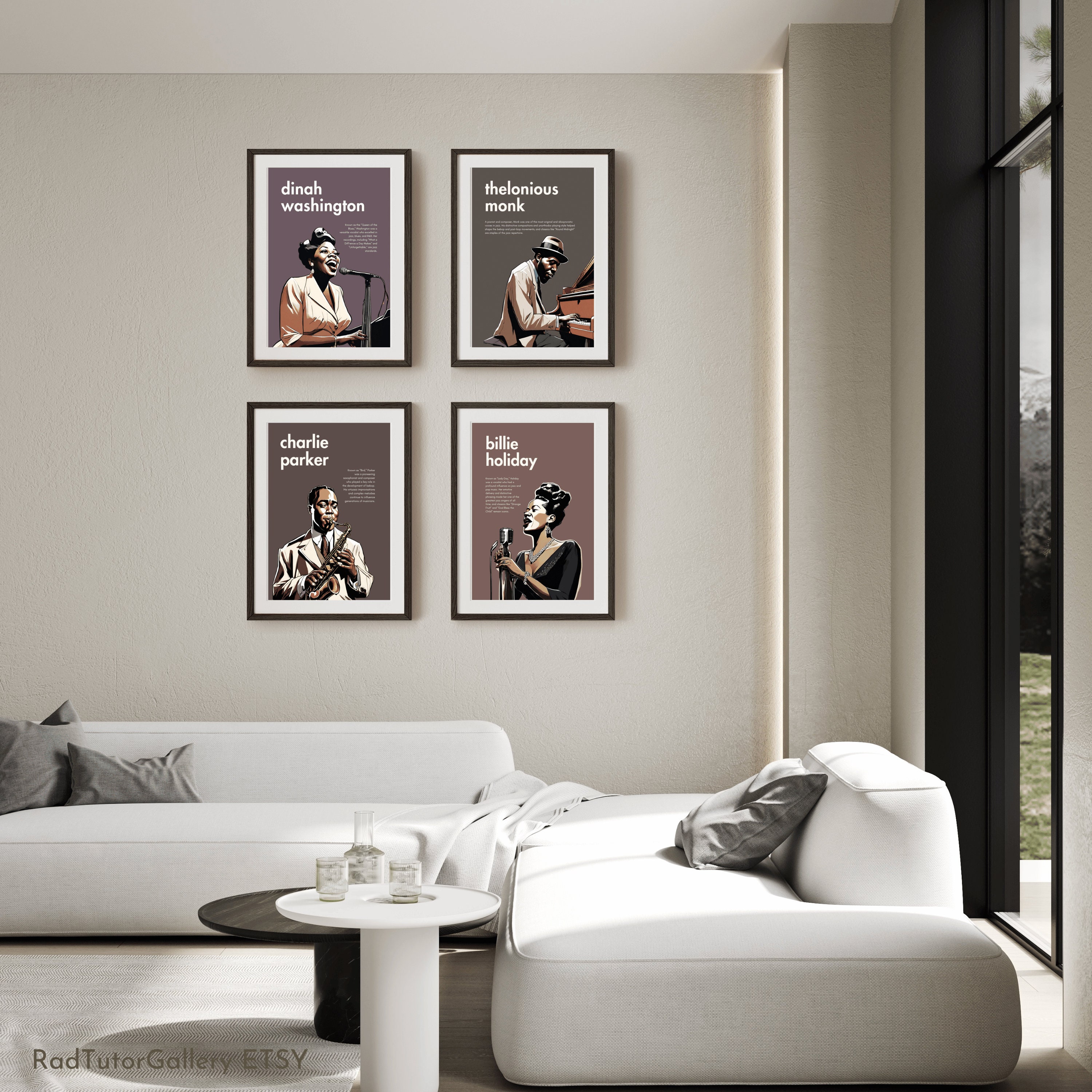 Famous Jazz Artists Set of 12 Gallery Wall Art, Music Classroom Posters ...