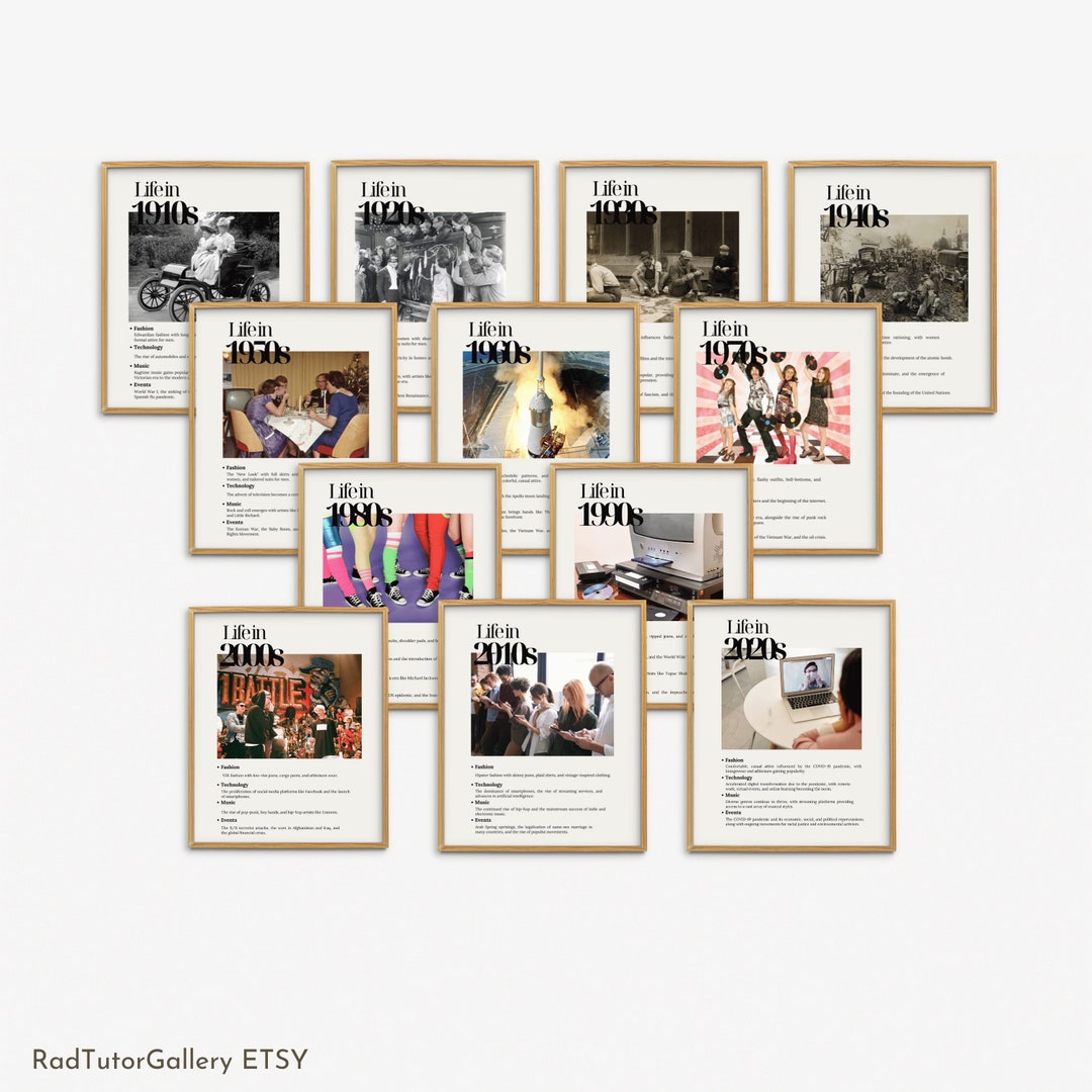 Life in Different Decades Posters, Historical Eras, History Classroom ...