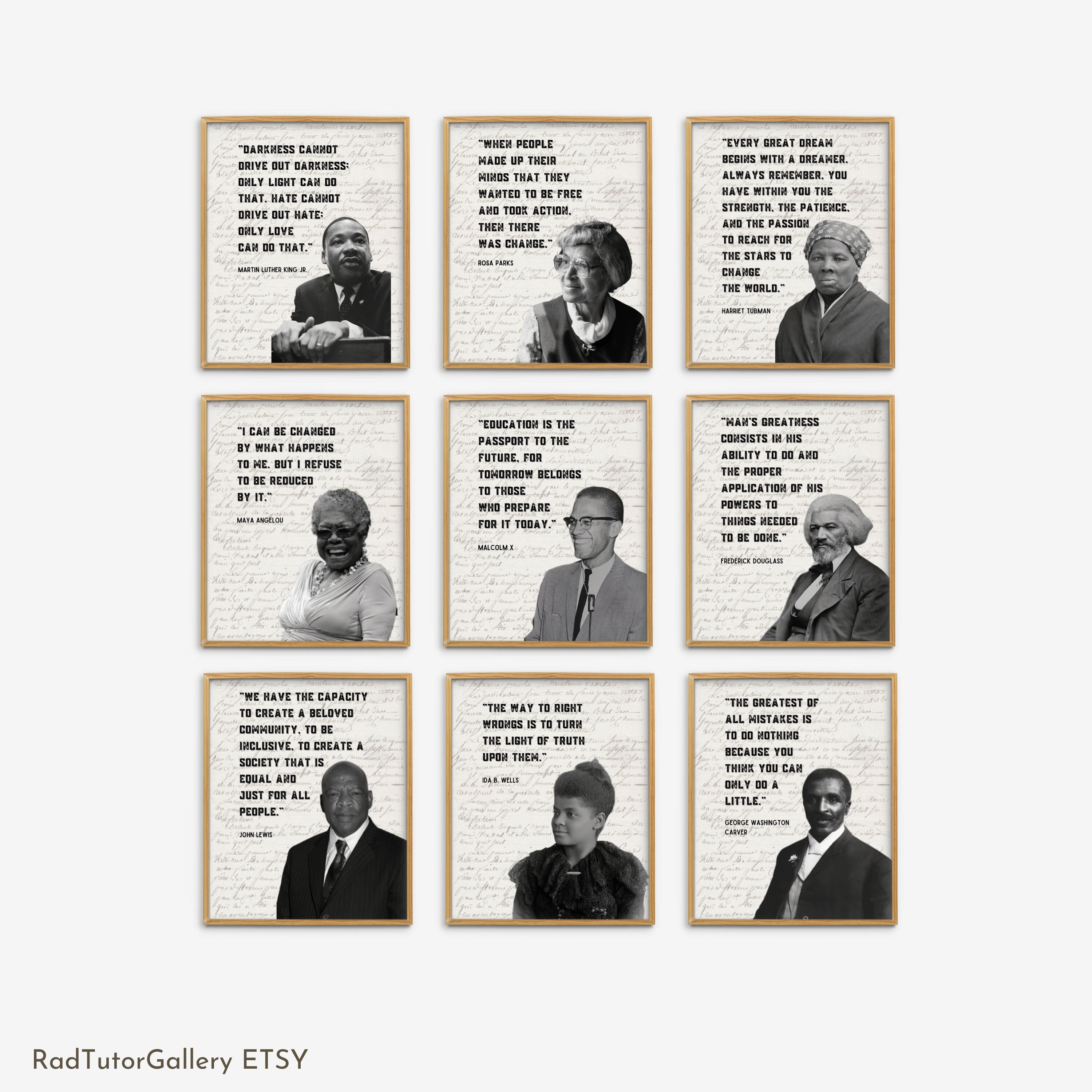 Black History Posters Set of 9, Black Historical Figures Prints, Social ...