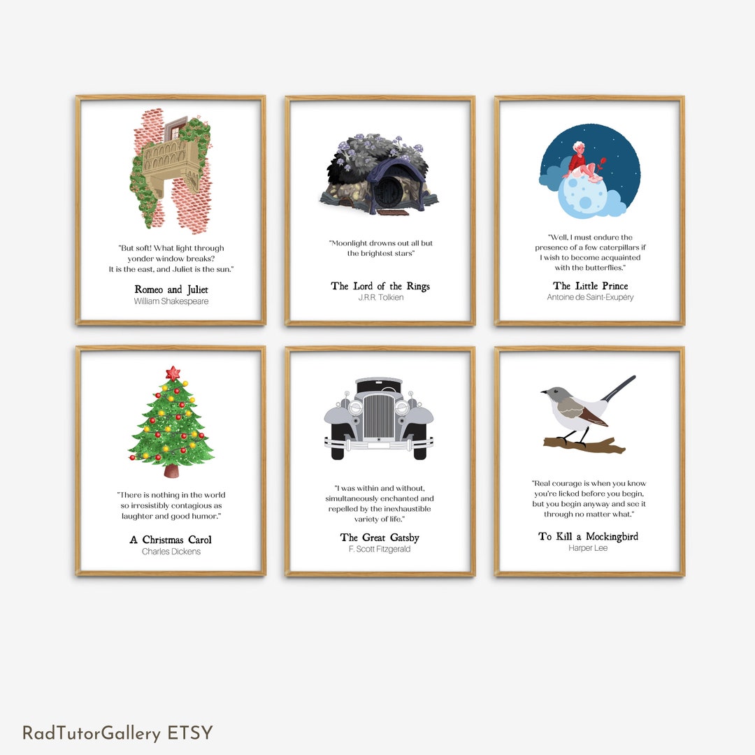 Classic Literature Art Quote Print (set of 6), English Classroom Decor ...