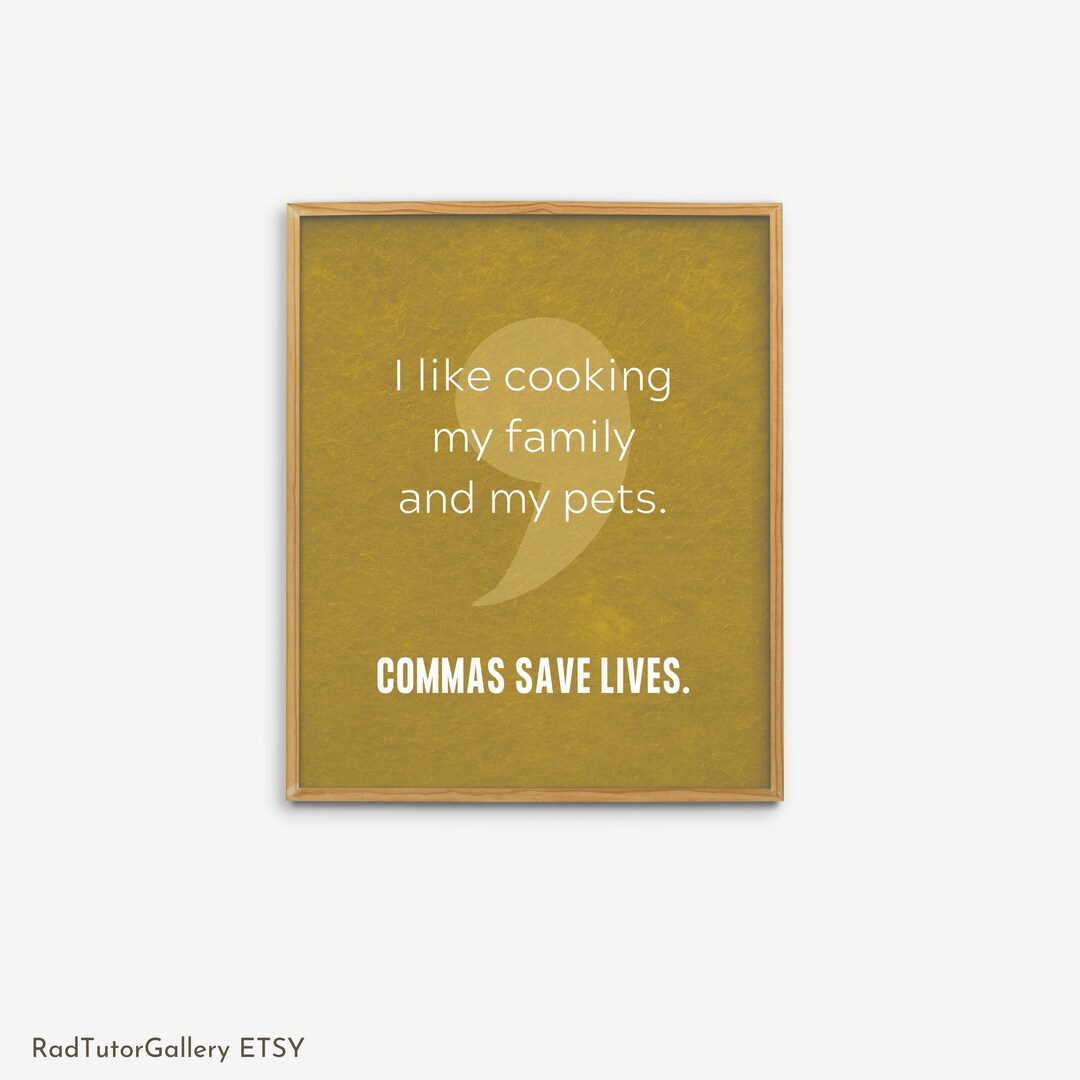 Funny Comma Poster, Writing Help Poster, English Teacher Gift ...