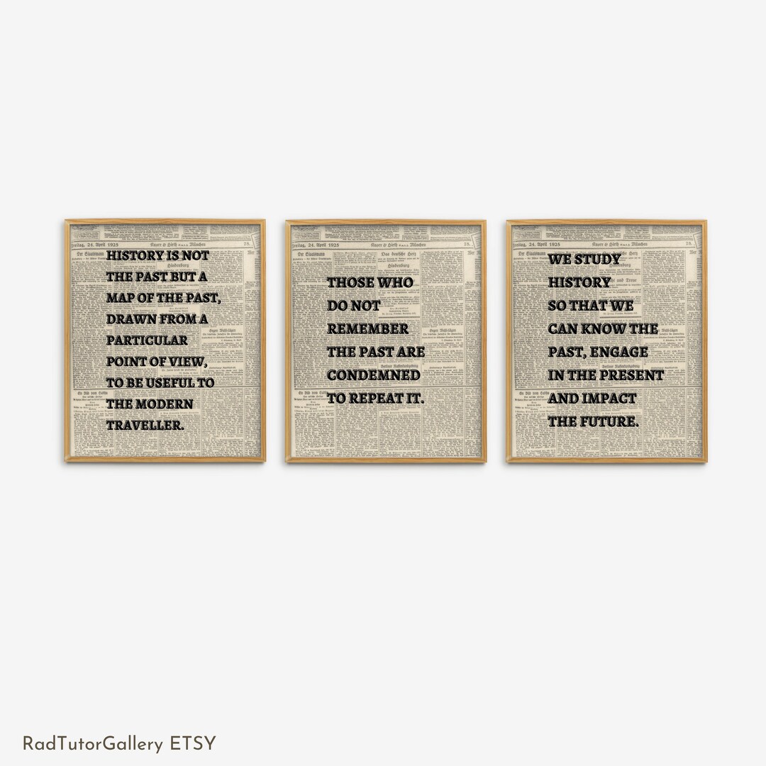 History Quote Vintage Posters Set of 3, History Classroom Decor ...