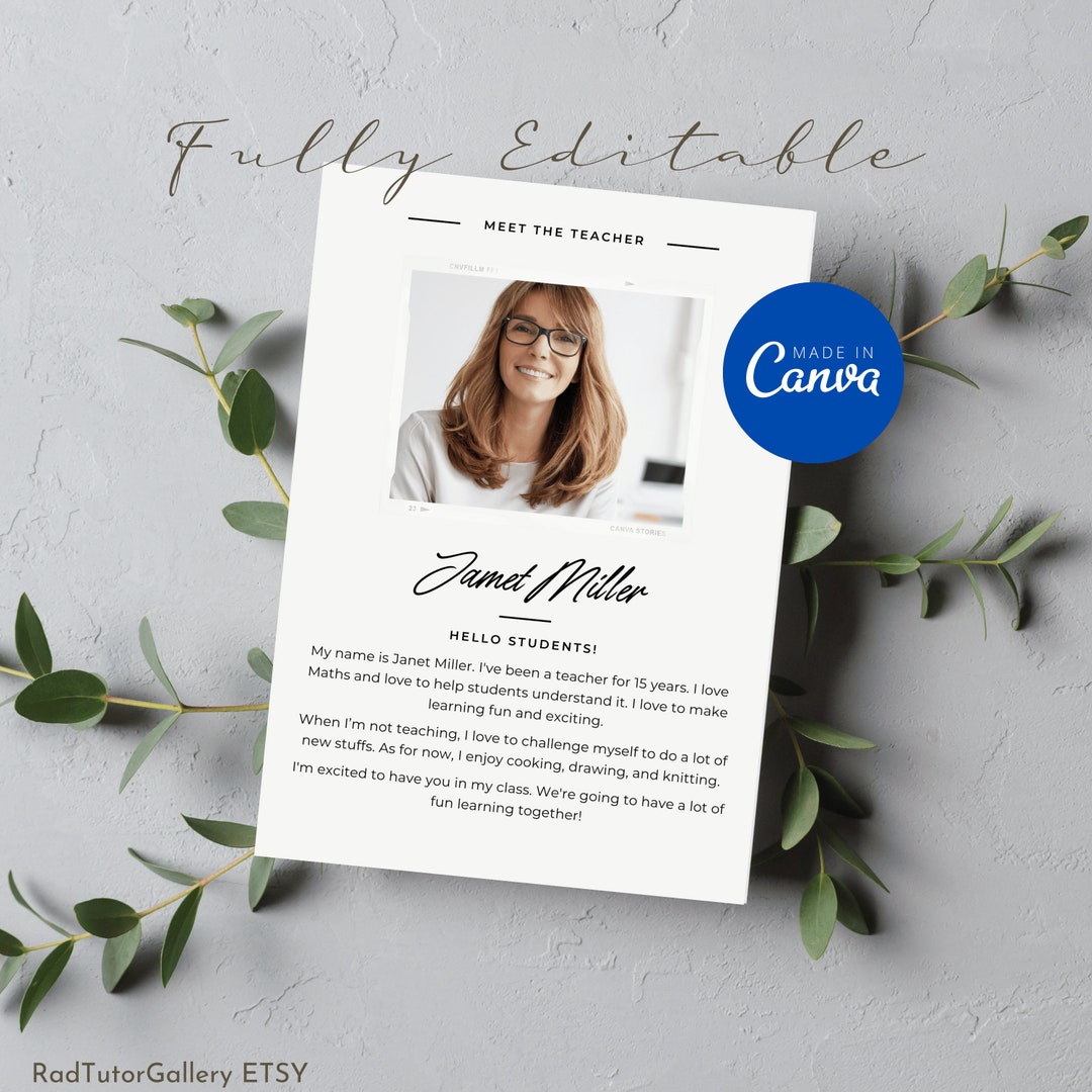 Simple Meet the Teacher Editable Template, Black and White Elegant Meet ...