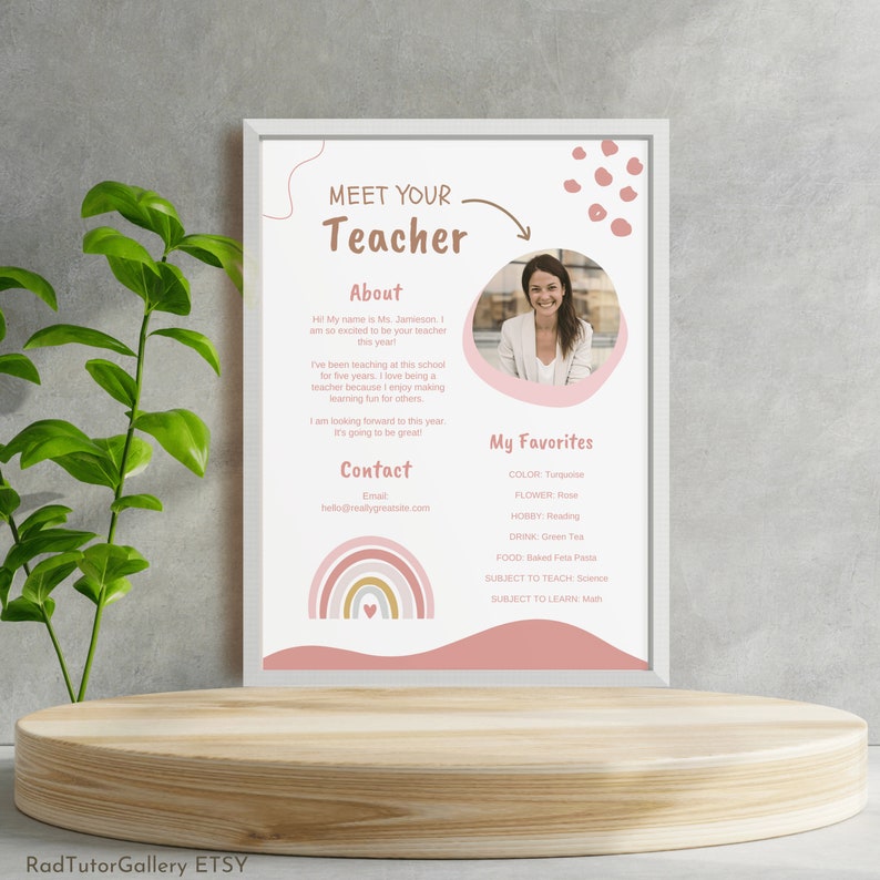 Boho Neutrals Meet the Teacher Editable Template, Boho Rainbow Meet the ...