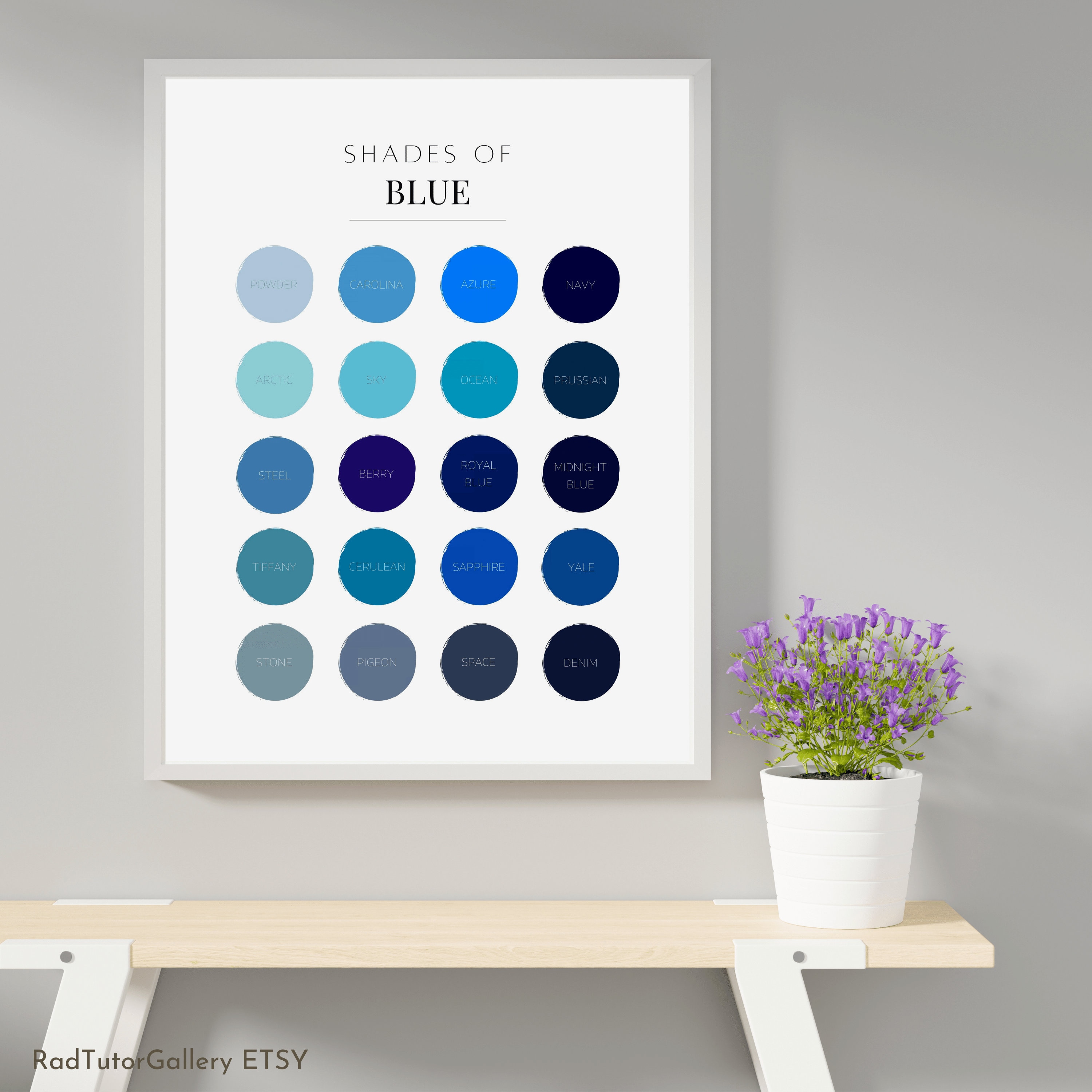 Shades of Blue Wall Art, Minimalist Classroom Decor, Modern Blue Prints ...