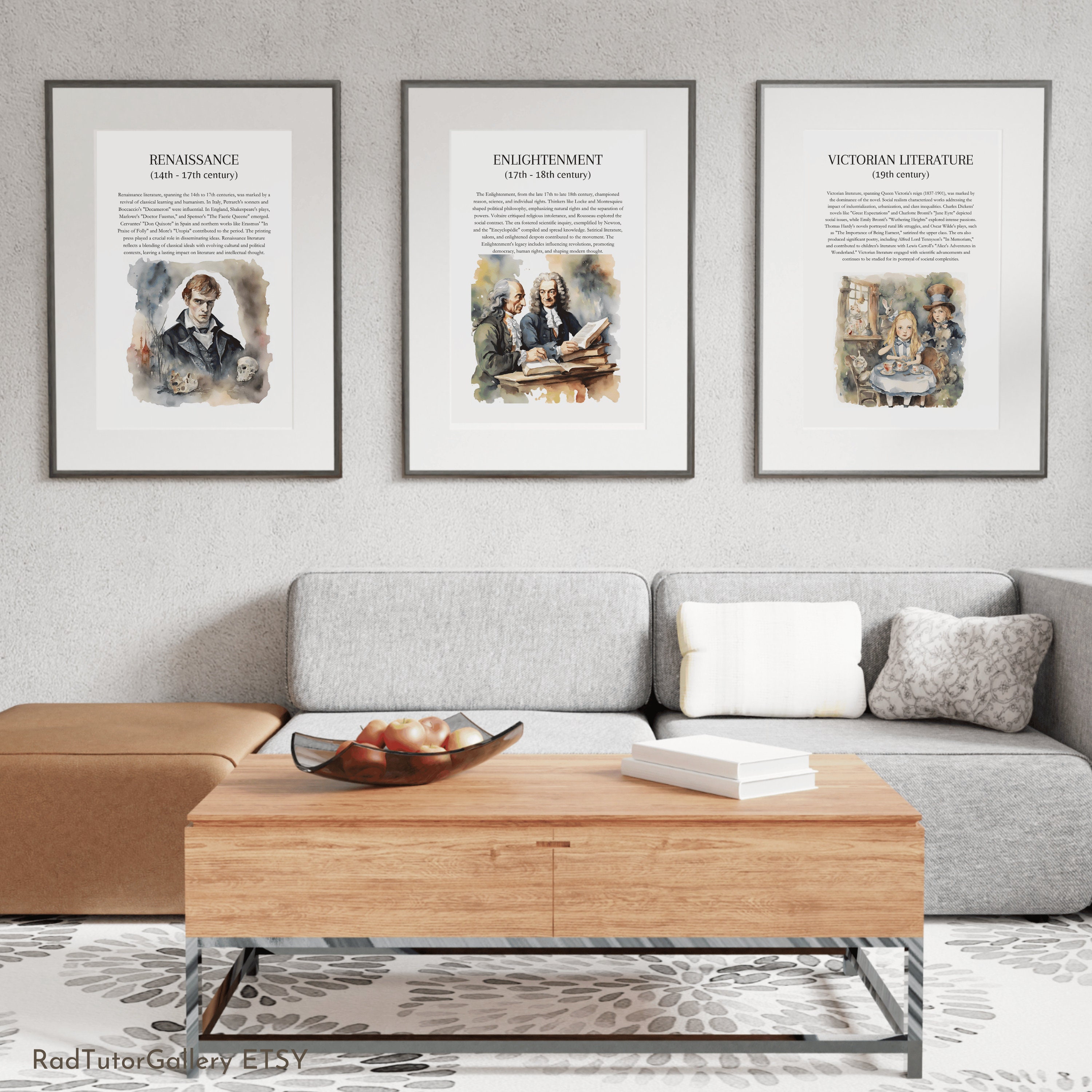 Literary Periods Posters, Literature Timelines, Watercolor Literary ...