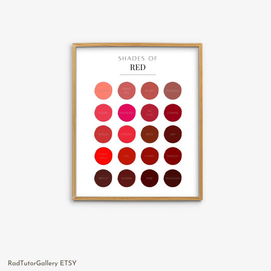 Shades of Red Wall Art, Minimalist Red Colors Classroom Posters, Red ...