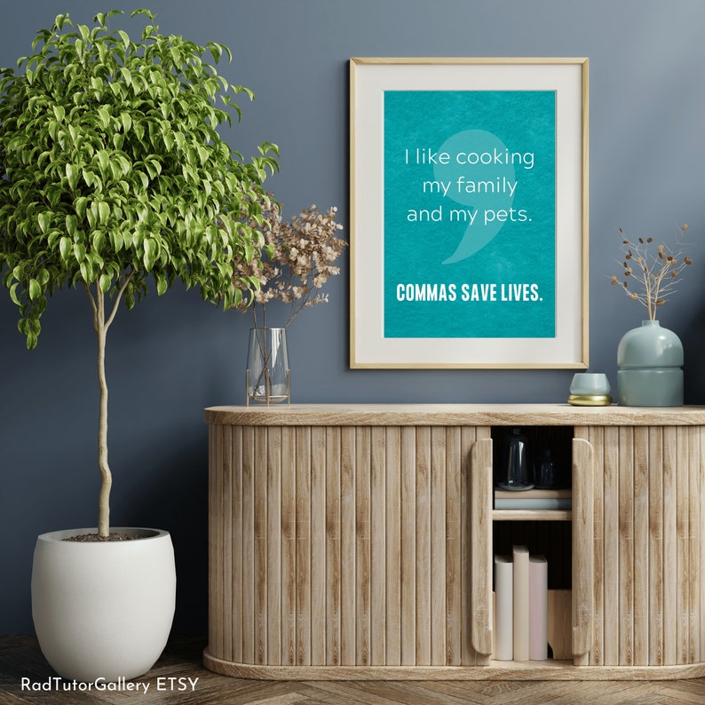 Funny Comma Poster, Writing Help Poster, English Teacher Gift ...