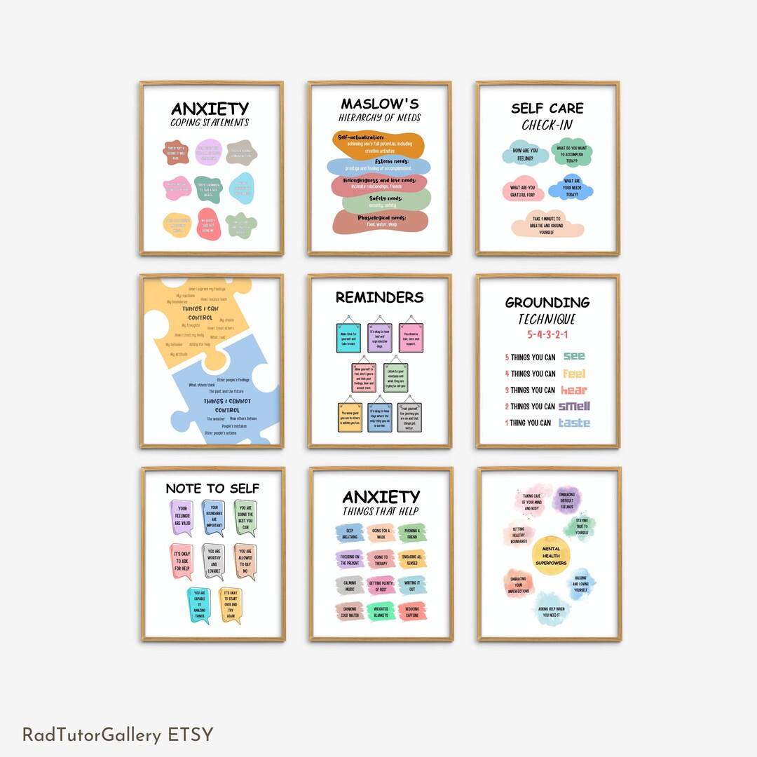 9 School Counseling Posters for School Psychologist, Therapy Office ...