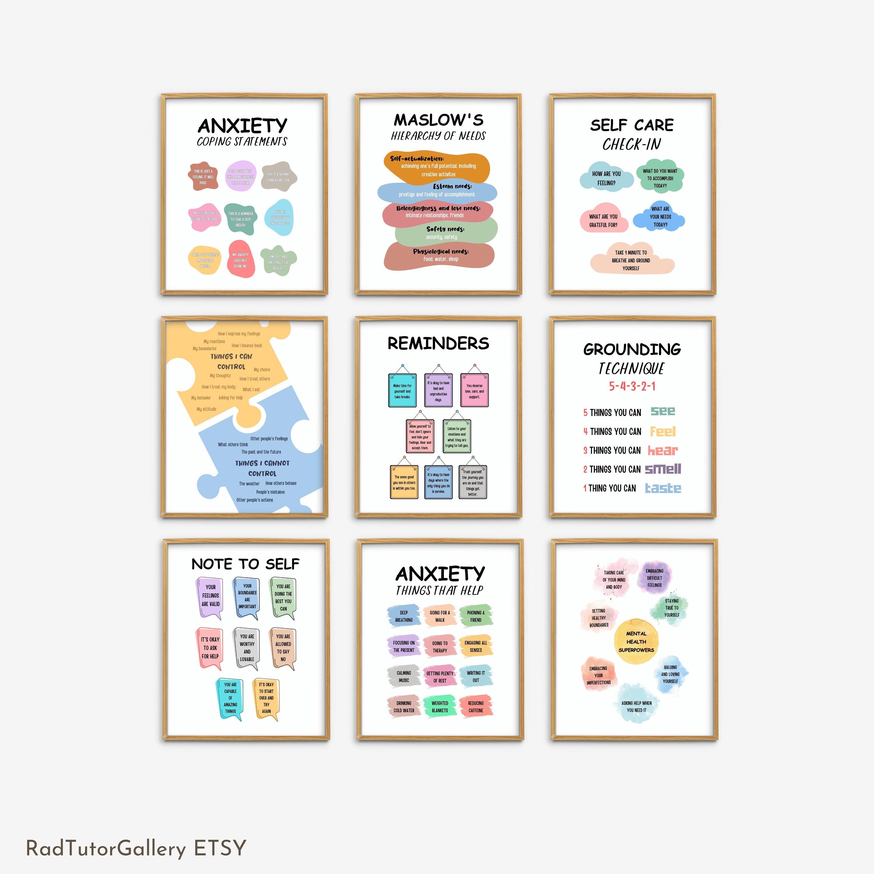 9 School Counseling Posters for School Psychologist, Therapy Office ...