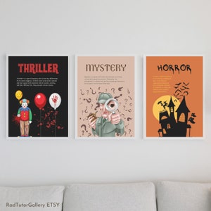Literary Genre Posters Set of 9, Fiction Genres, Novel Genres Poster ...