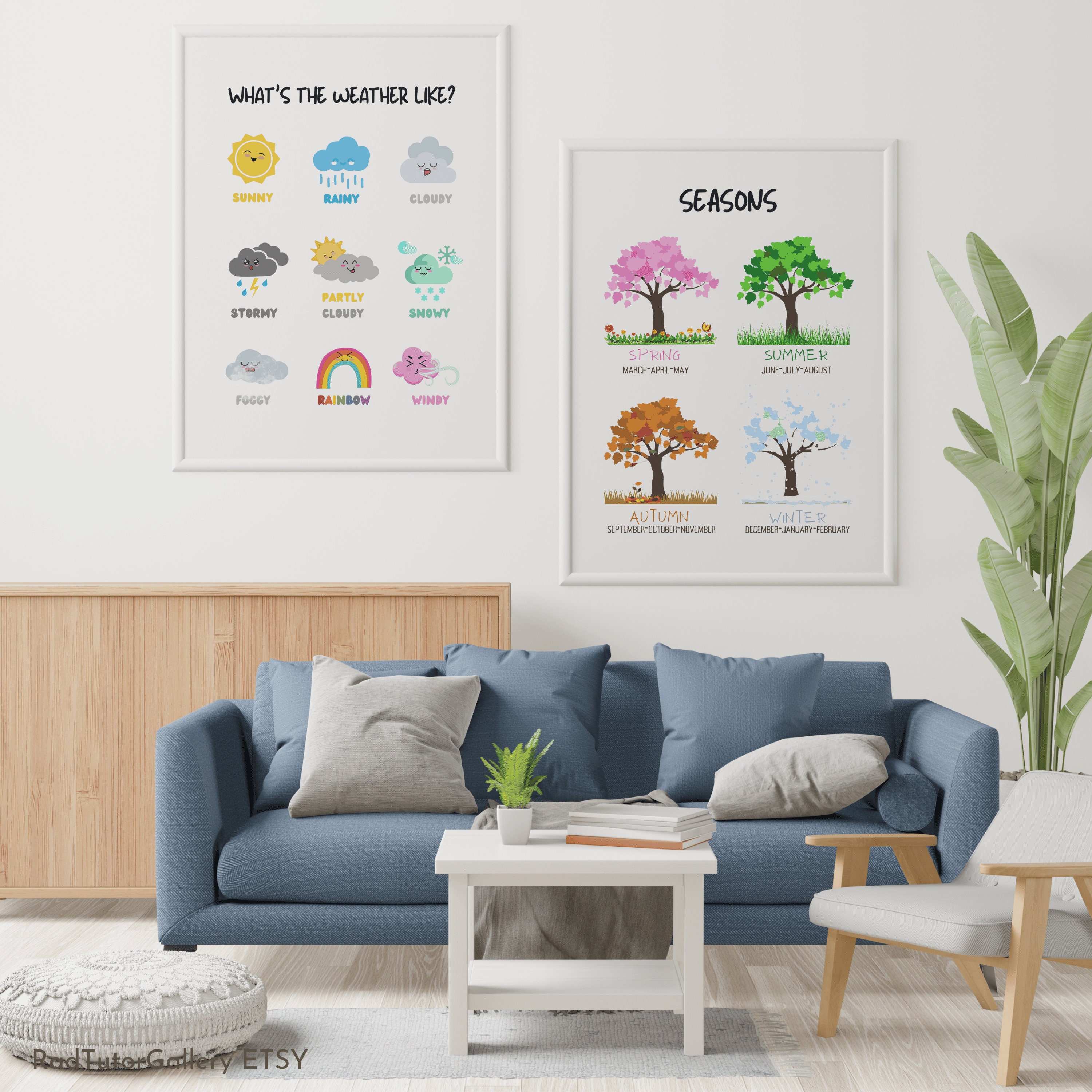 Set of Educational Posters, 12 Home School Printables,alphabet Poster ...